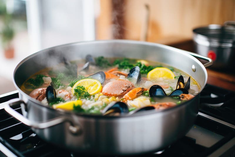 Paella Cooking Process with Ingredients on the Side Stock Image - Image ...