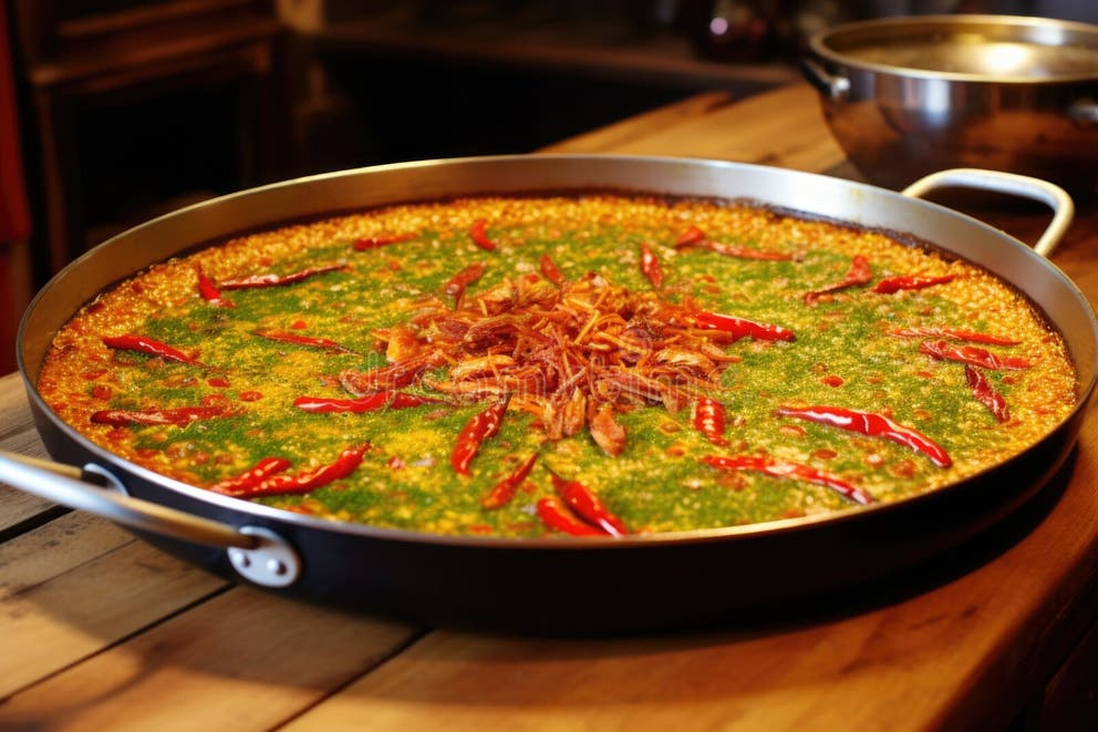Paella Pan Showing the Crispy, Caramelized Rice Bottom Stock Image ...
