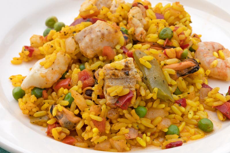 Paella plate stock image. Image of shrimp, cooked, paella - 217431879