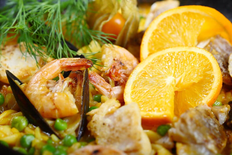 Paella seafood stock photo. Image of rustic, restaurant - 3858704