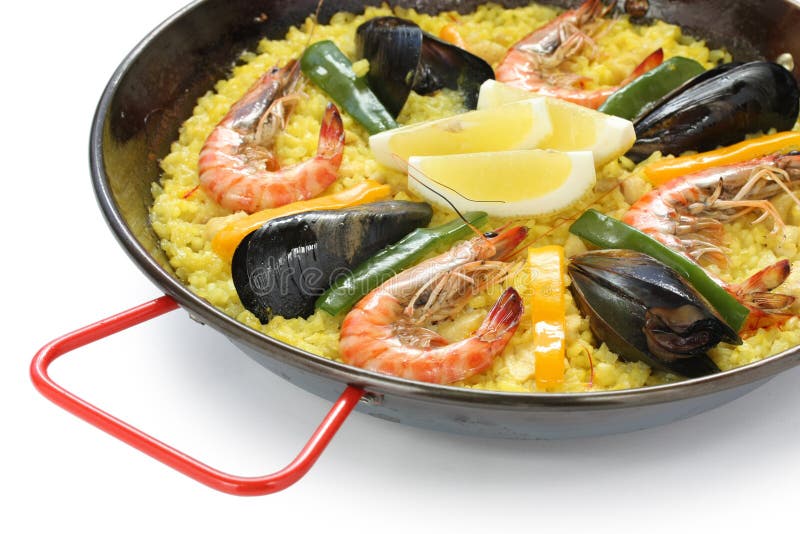 Spanish Seafood Rice Paella, Close Up Stock Image - Image of rice ...