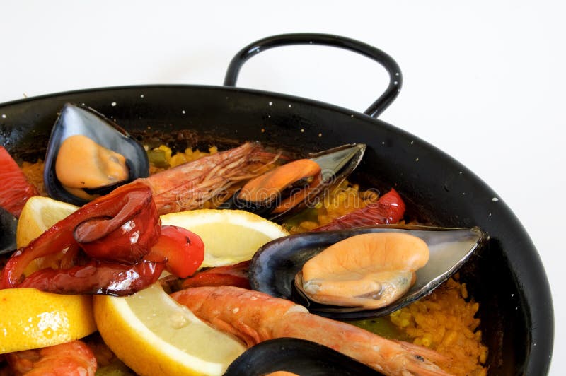 Spanish Seafood Rice Paella Stock Image - Image of bright, traditional ...