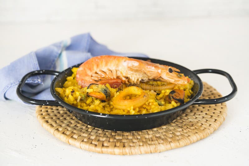 Paella Typical Spanish Food in Granite Background Stock Photo - Image ...
