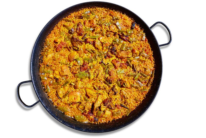 De Rijst Van De Paella Van Het Koken Van Valencia Spanje in Grote Pan ...