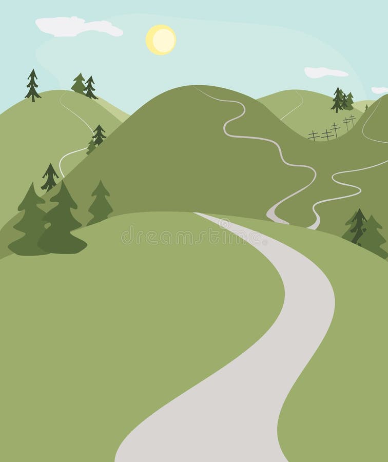 Paesaggio Delle Strade Della Collina Illustrazione Vettoriale ...