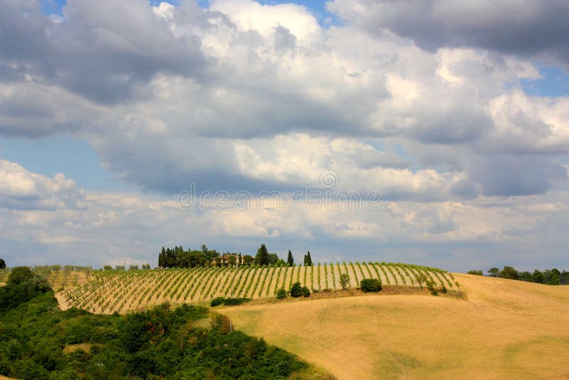 Paesaggio toscano, Italia immagine stock. Immagine di nubi - 19913705