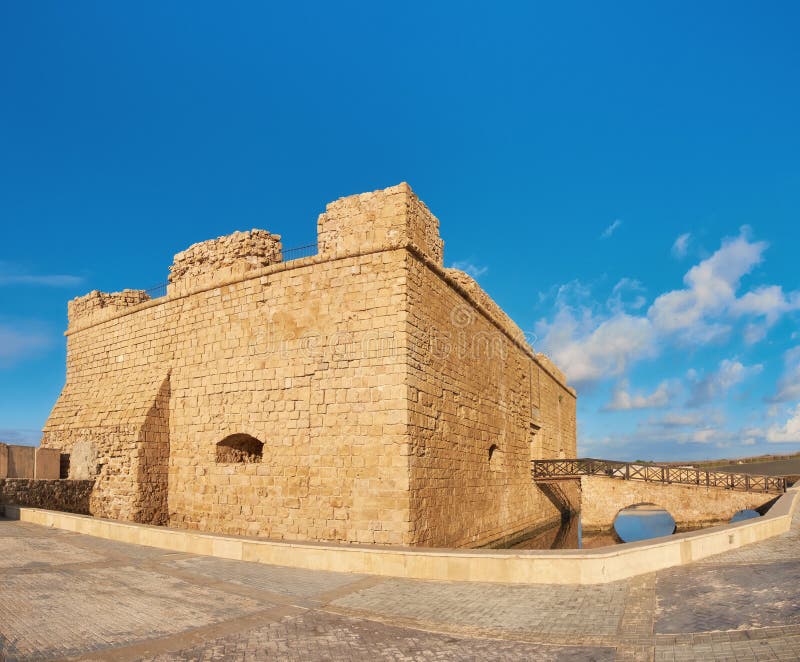 Pafos Harbour Castle in Pathos City on Cyprus, Panoramic Image Stock ...