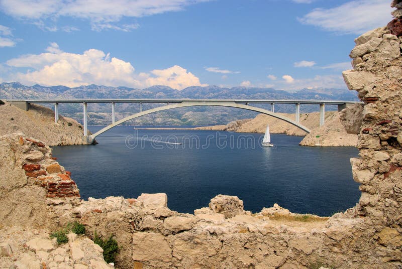 Pag bridge stock image. Image of concrete, stone, adriatic - 13952083