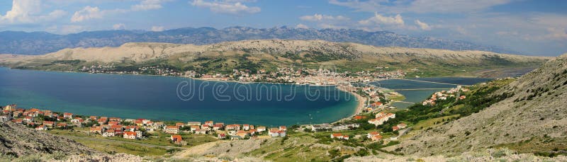 Pag City stock image. Image of landscape, velebit, hill - 15072707