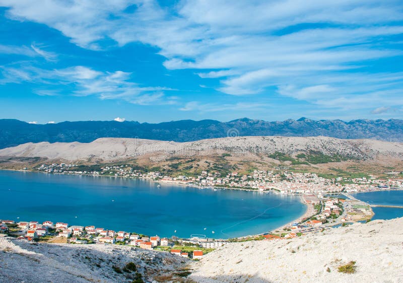 Pag town stock image. Image of coast, water, city, excitement - 51740155