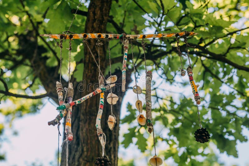 Pagan Devices Hang on a Tree. Stock Image - Image of pagan, caveman ...