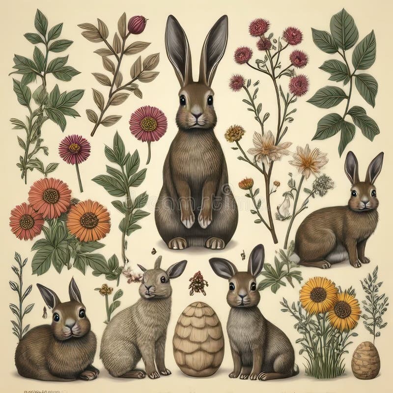 Pagan Easter Symbols and Traditions Stock Illustration - Illustration ...