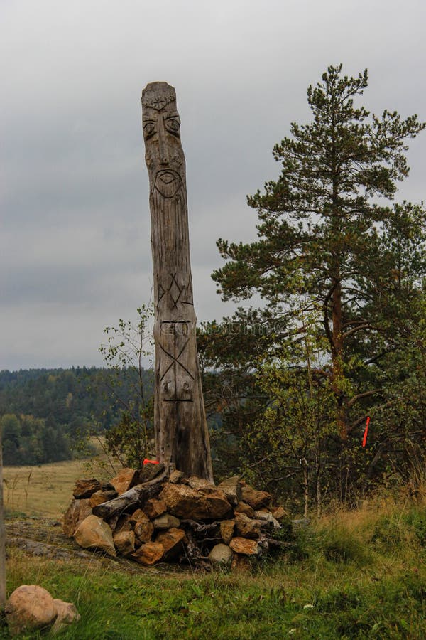 Pagan Idols in Autumn Forest, Karelia Stock Image - Image of paganism ...