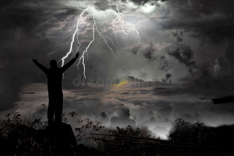 Pagan Man , Storm Moon Sostice Praying Stock Image - Image of ...