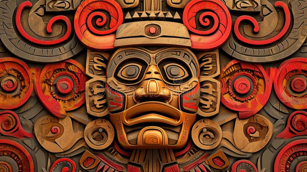 Pagan Ornament of a Tribe Maya. Stone Texture Stock Photo - Image of ...