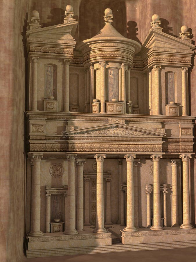 Pagan Temple with Columns and Doors. Stock Illustration - Illustration ...