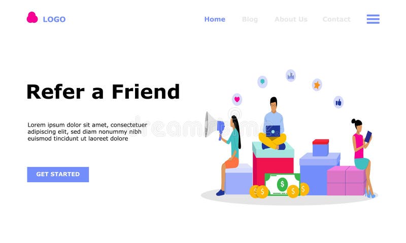 Refer a Friend Vector Illustration Concept, Suitable for Web Landing ...