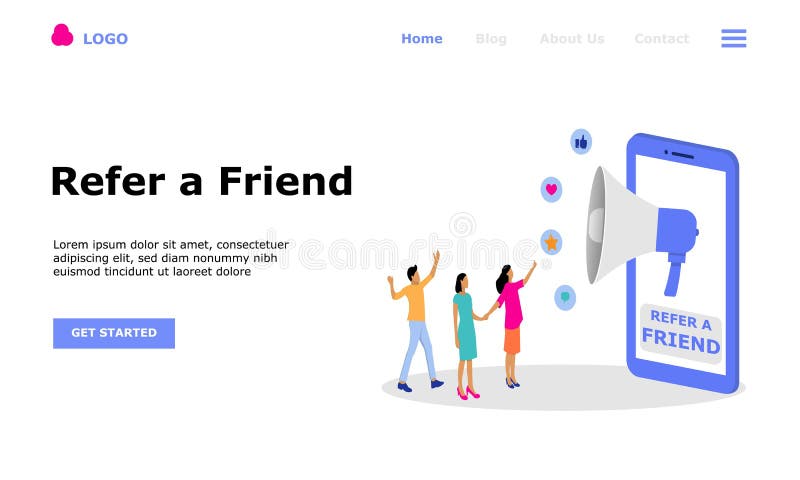 Refer a Friend Vector Illustration Concept, Suitable for Web Landing ...