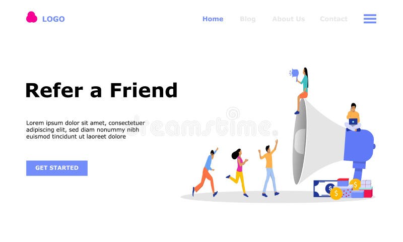 Refer a Friend Vector Illustration Concept, Suitable for Web Landing ...