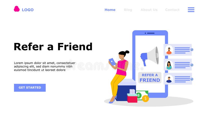 Refer a Friend Vector Illustration Concept, Suitable for Web Landing ...