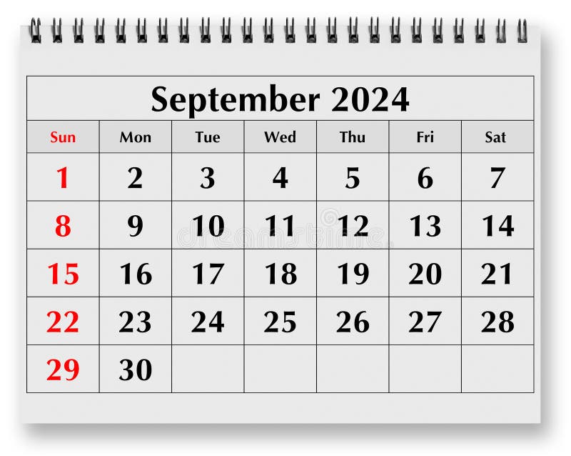 Page of the Annual Monthly Calendar - September 2024 Stock Illustration ...