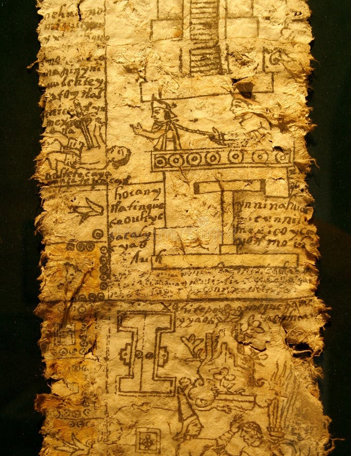 A Page Of Codex. Aztec Empire, Reign Of Emperor Stock Illustration ...