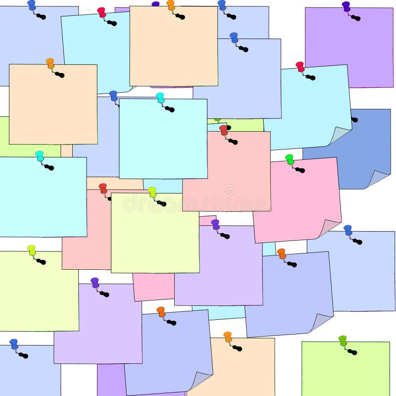 Page with Colorful Postit Notes Stock Illustration - Illustration of ...