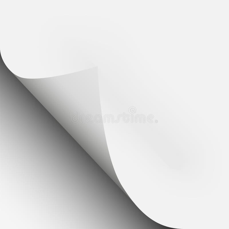 Page Curl, Corner Fold with Shadow on a Blank Sheet of Paper Stock ...