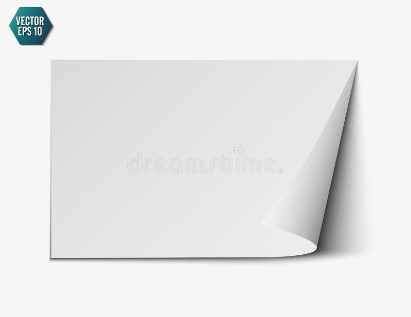 Page Curl with Shadow on a Blank Sheet of Paper, Design Element for ...