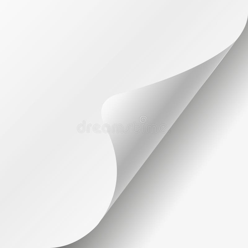 Page with Curled Corner and Shadow, Page Curl with Shadow on Blank ...