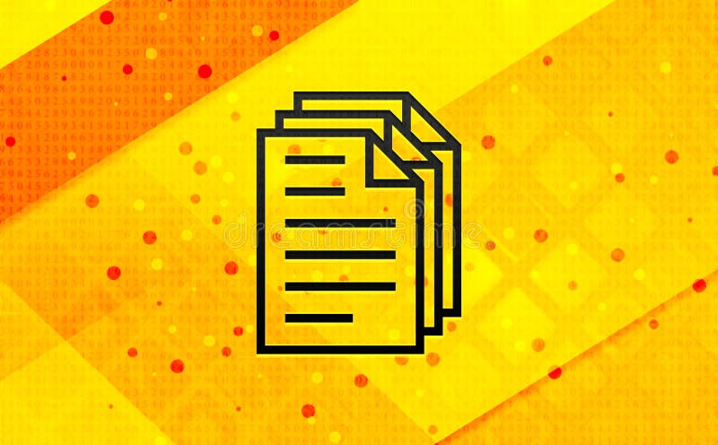 Page Documents Icon Abstract Digital Banner Yellow Background Stock ...