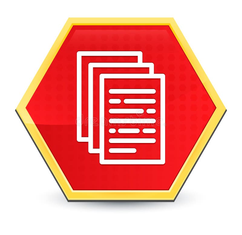 Page Documents Icon Abstract Red Hexagon Button Bright Yellow Frame ...
