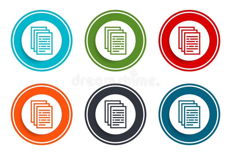 Page Documents Icon Flat Vector Illustration Design Round Buttons ...