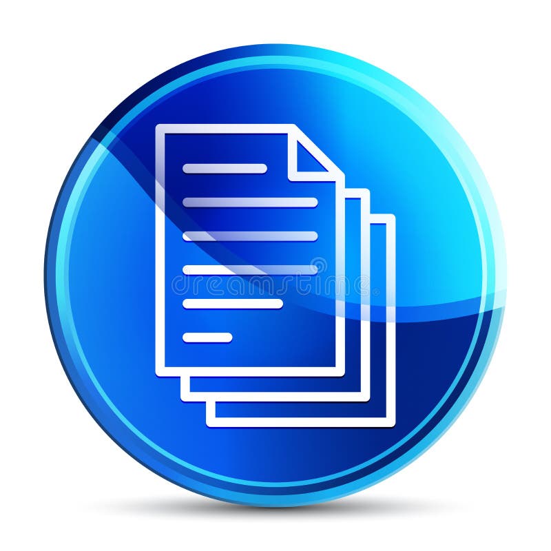 Page Documents Icon Glassy Vibrant Sky Blue Round Button Illustration ...