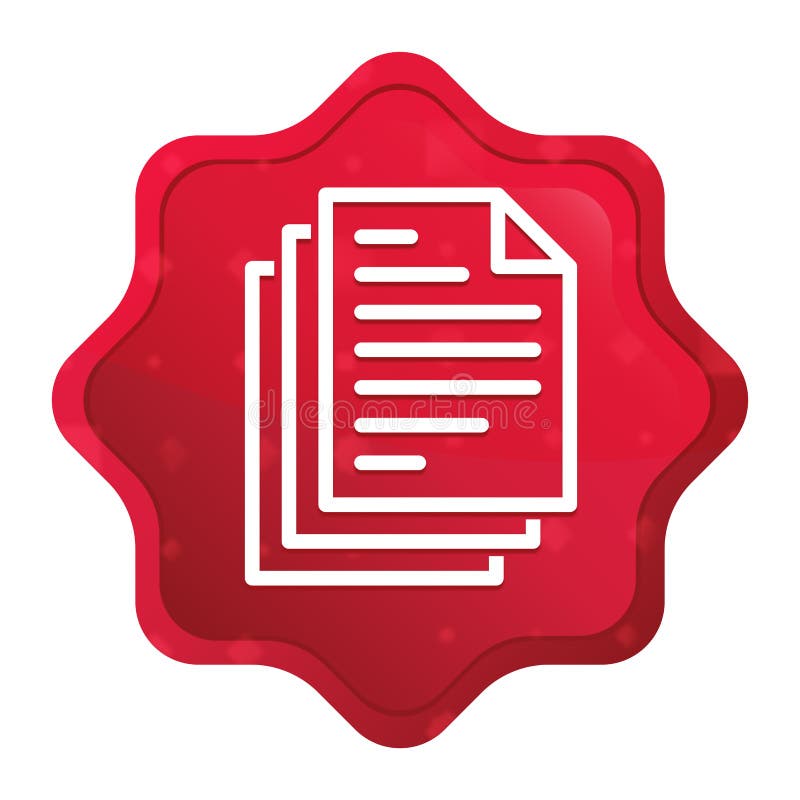 Page Documents Icon Misty Rose Red Starburst Sticker Button Stock ...