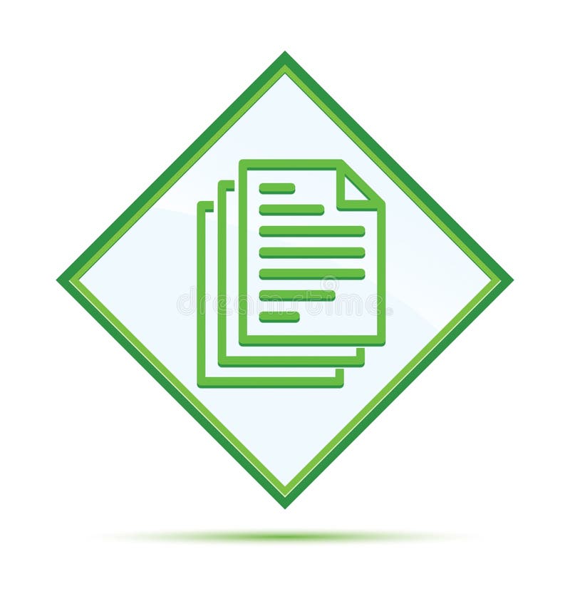 Page Documents Icon Modern Abstract Green Diamond Button Stock ...