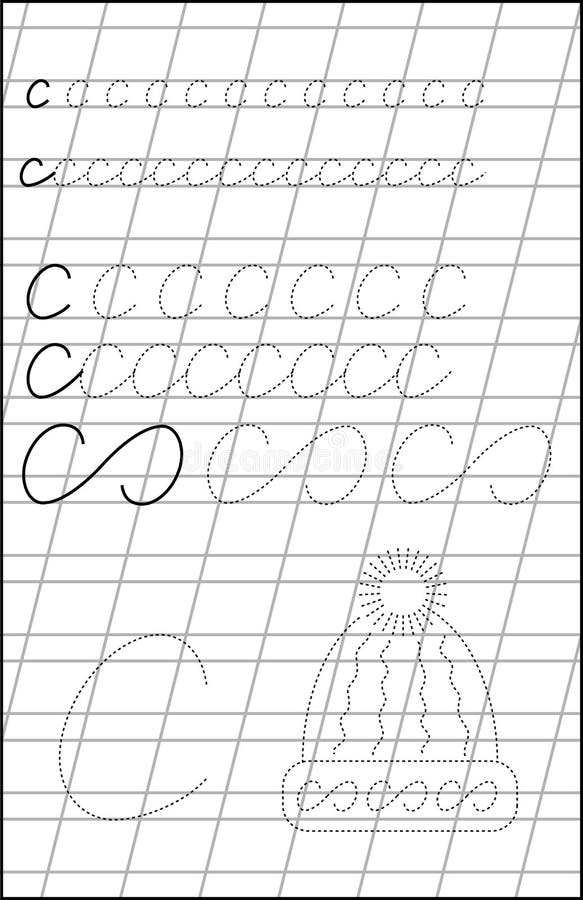 Page with Exercises for Children on a Paper in Line with Letter C ...