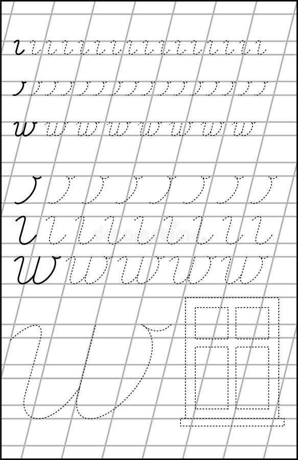 Page with Exercises for Children on a Paper in Line with Letter W ...