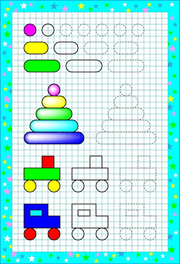 Page with Exercises for Young Children on a Square Paper. Stock Vector ...