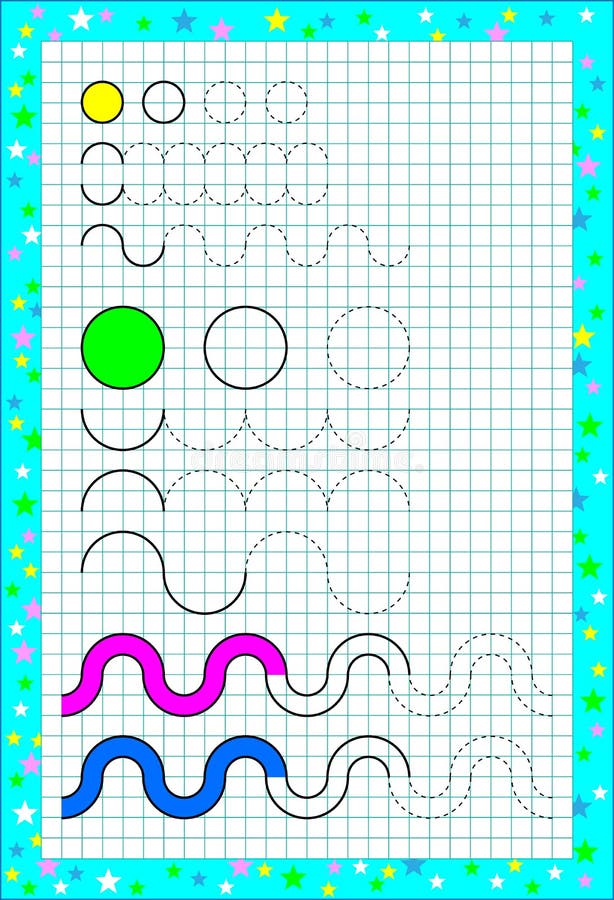 Page with Exercises for Young Children on a Square Paper. Stock Vector ...