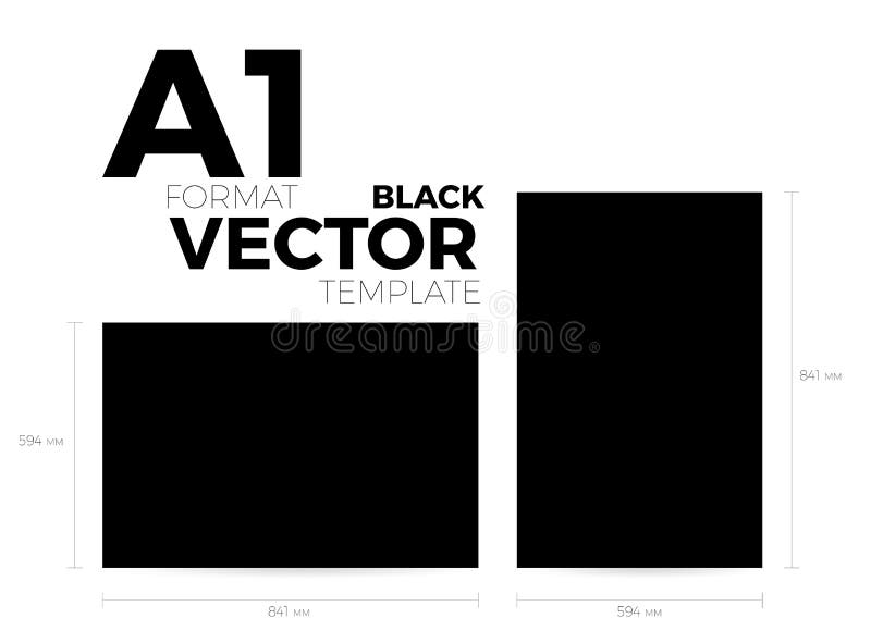 A1 Page Format Black Vector Eps10 Template. Vertical and Horizontal ...