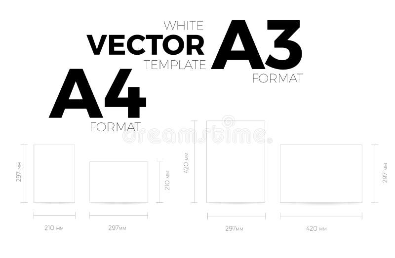 A3 and A4 Page Format White Vector Eps10 Template. Vertical and ...