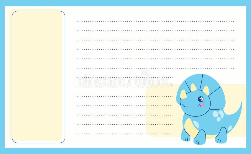 Page Horizontal Template of daily Planner Design with Cute Dinosaur ...