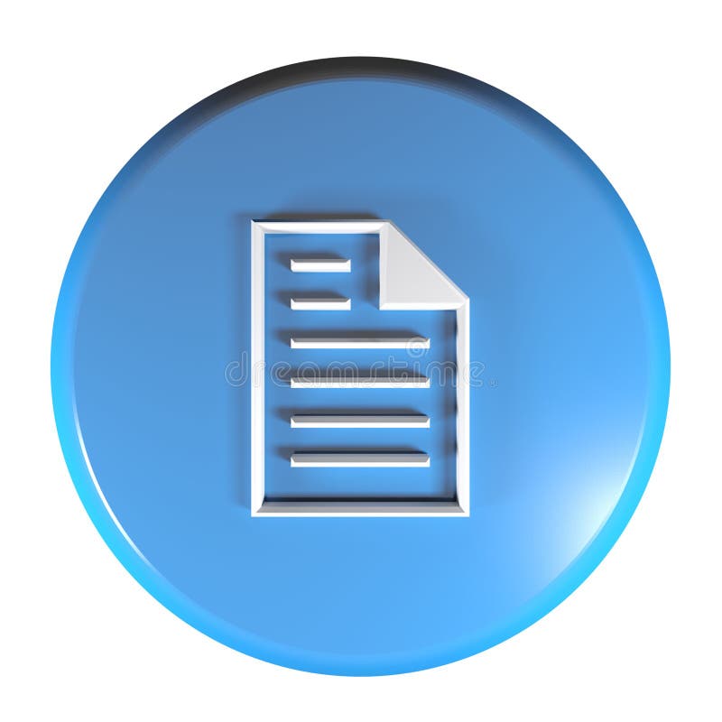 Page Icon Blue Circle Push Button - 3D Rendering Illustration Stock ...