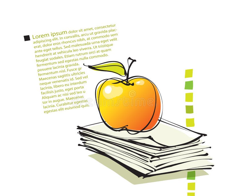 Page Layout with Apple Icon, Freehand Drawing Stock Vector ...