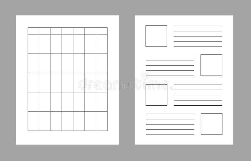 Page Layout with Grid and Text-Image Elements Stock Illustration ...