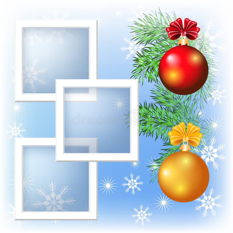 Page Layout Photo Frame with Christmas Balls Stock Vector ...
