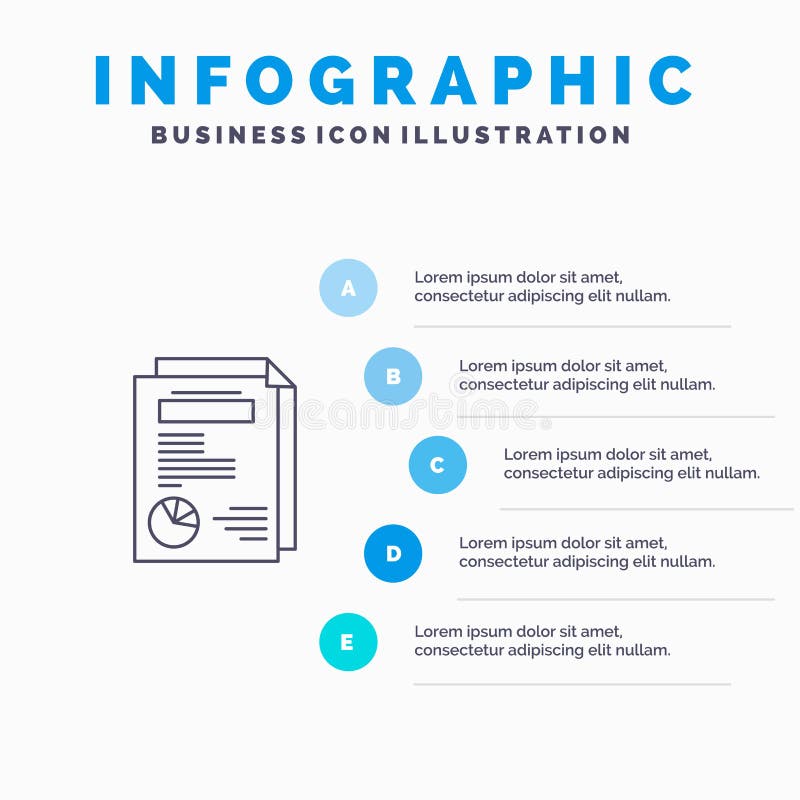 Page, Layout, Report, Presentation Line Icon with 5 Steps Presentation ...