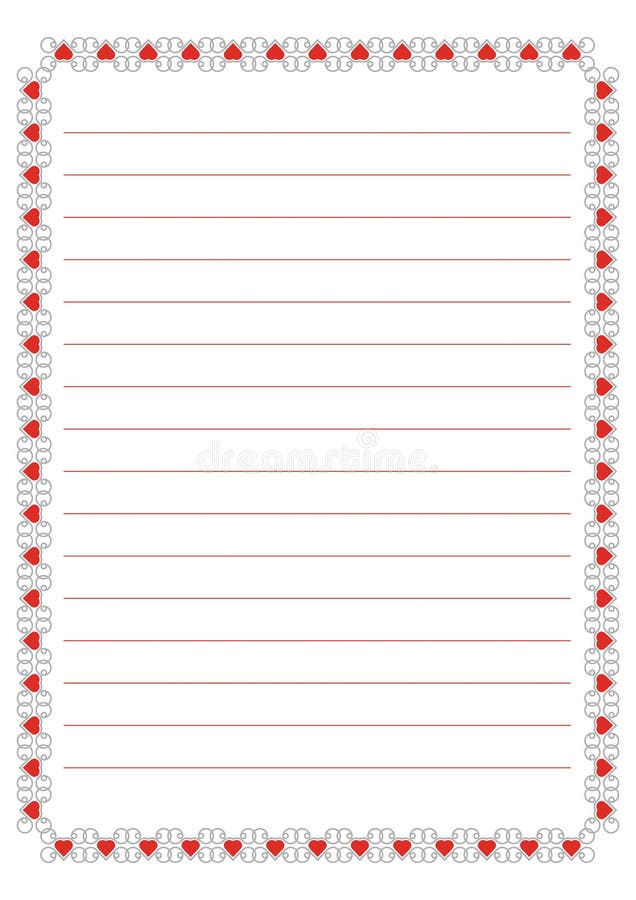 A Page of Notepad. Frame with Heart Pattern. Stock Vector ...