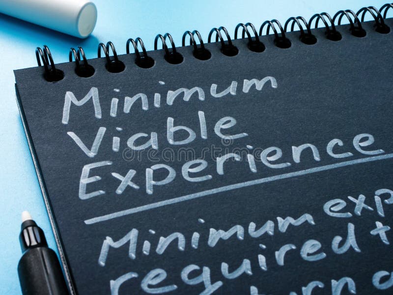 Page of Notepad with Sign Minimum Viable Experience MVE. Stock Image ...